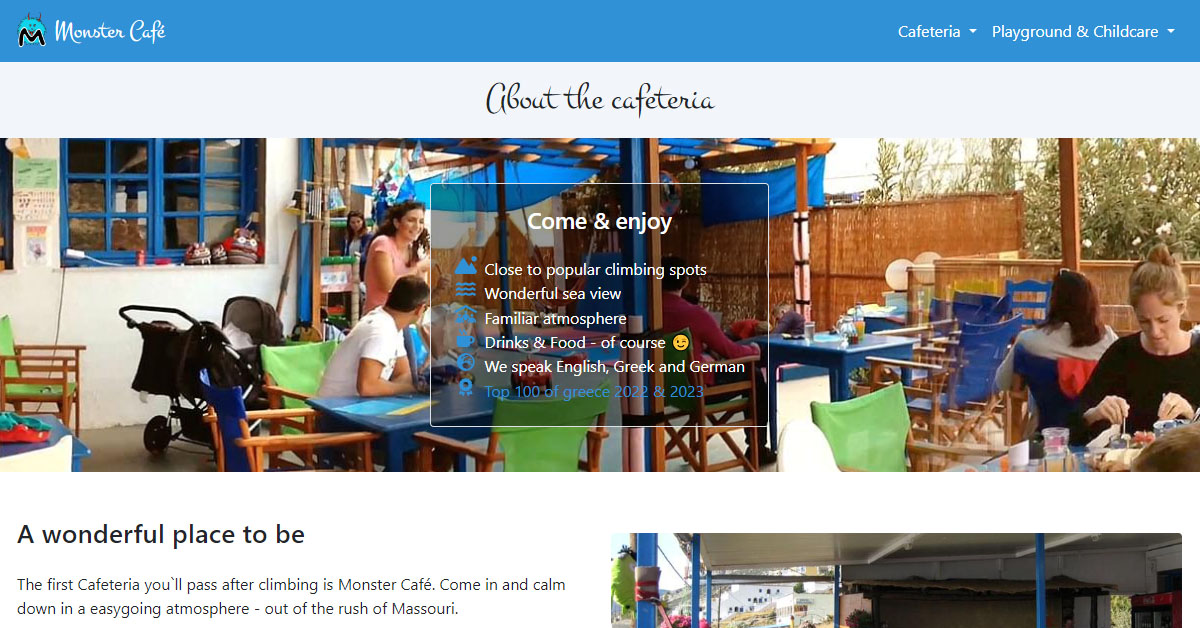 About the cafeteria | Monster Café | Massouri Armeos, Kalymnos