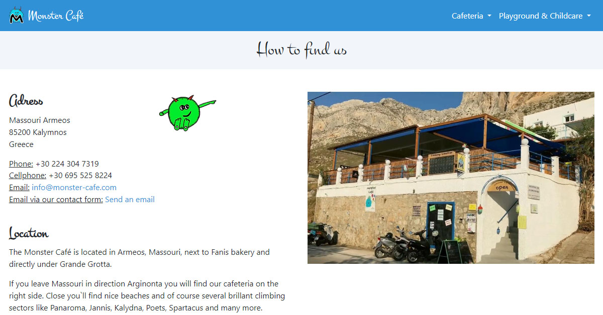 How to find us | Monster Café | Massouri Armeos, Kalymnos